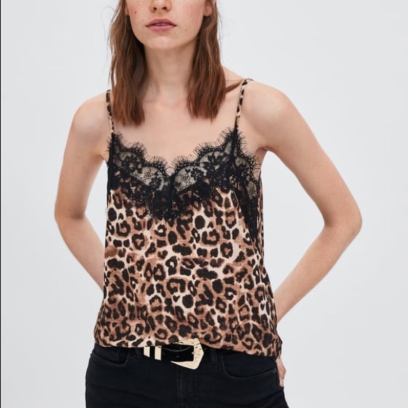 Zara | Tops | Zara Leopard Print Lingerie Style Top | Poshmark